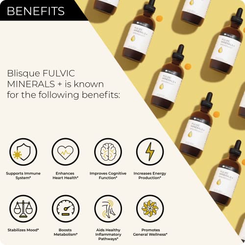 Blisque – Natural Trace Mineral Drops Supplement with Fulvic Acid and Humic Acid | for Detox, Cleanse, Immune Support, Brain Booster, Alkaline Hydration, and Energy | Contains Electrolytes | 4 Ounce