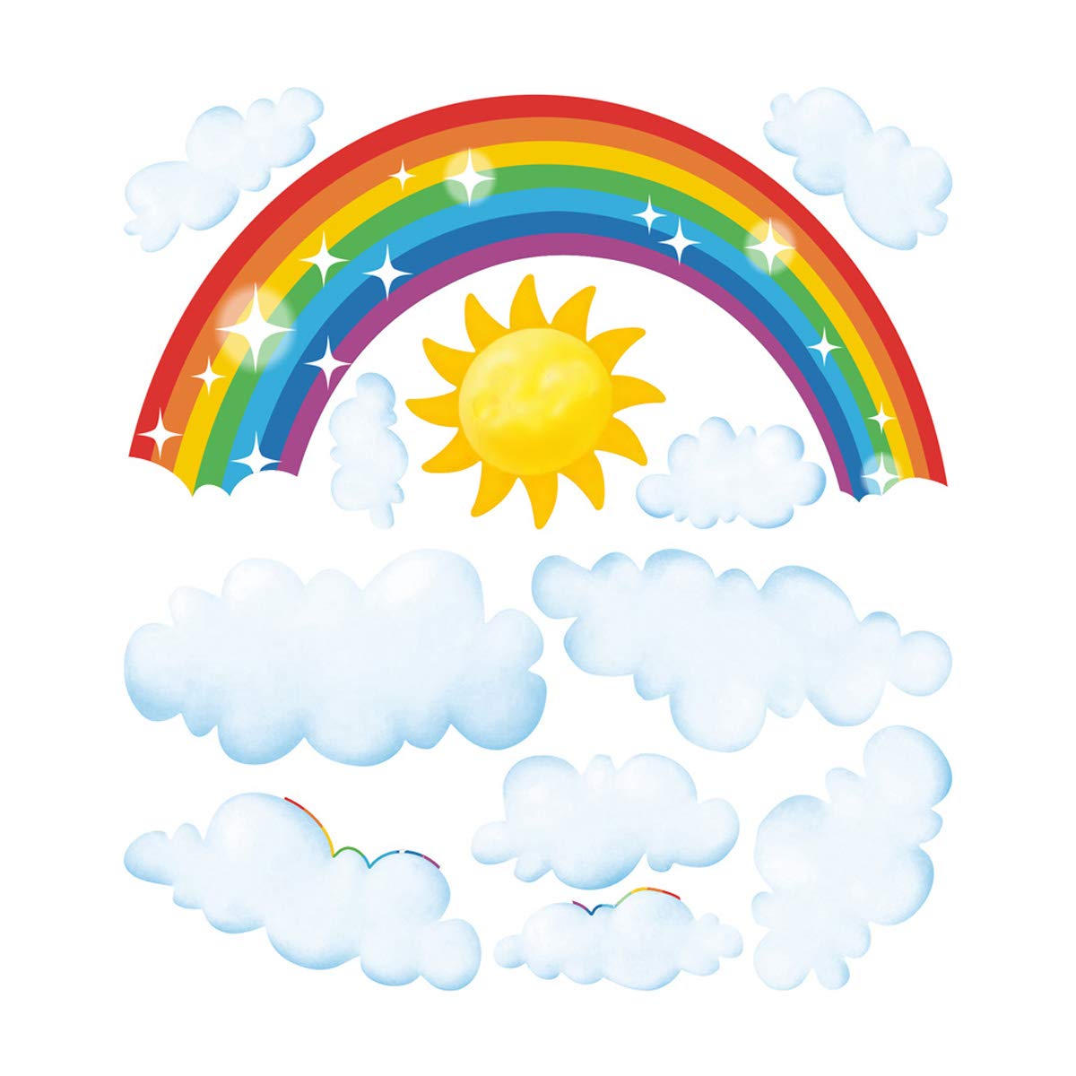 HERRA Sparkling Rainbow Cloud Animal Wall Decal Wall Sticker, Home Decor Peel and Stick Removable Rainbow Cloud Animal Wall Stickers Wall Mural for Kids Nursery Bedroom Living Room