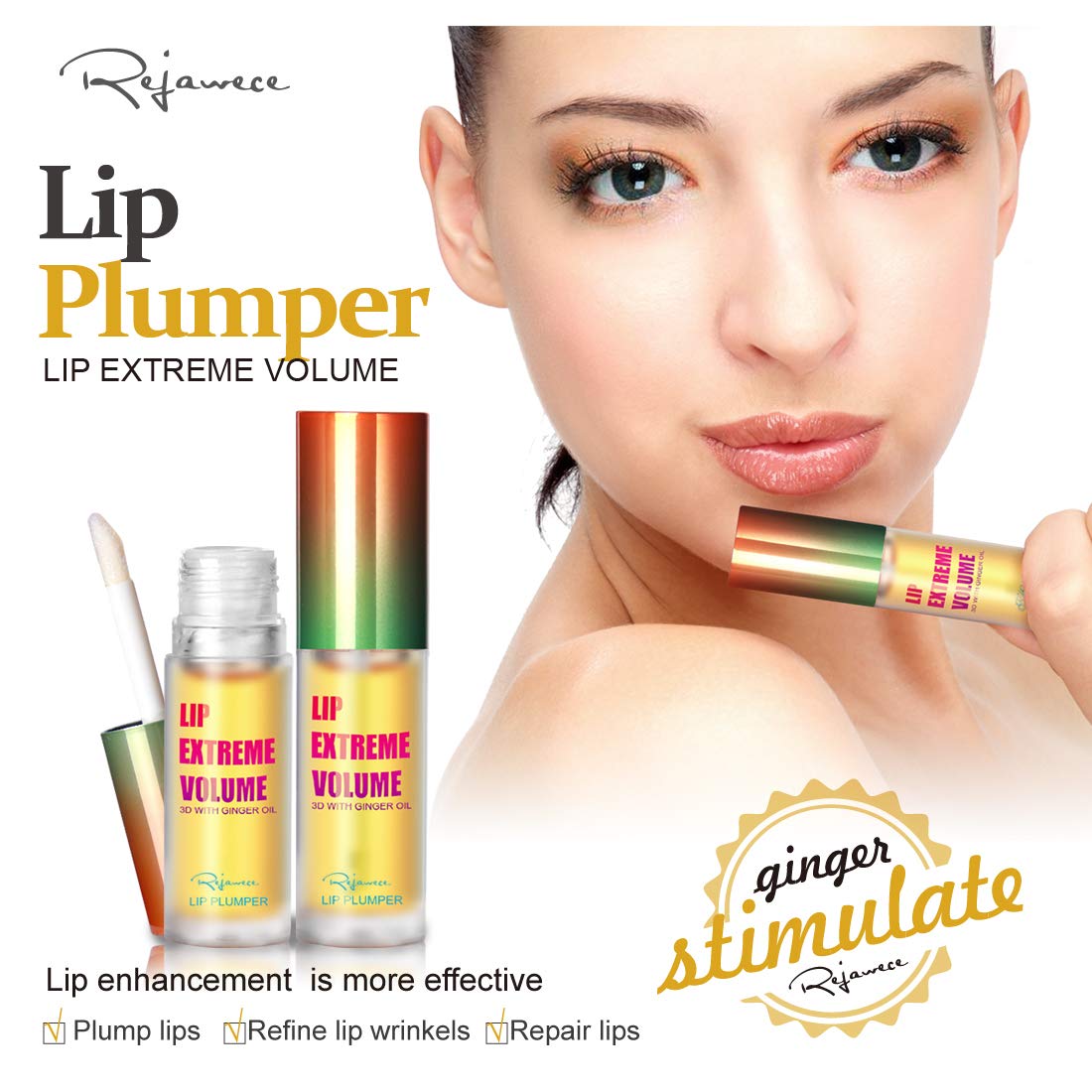 Rejawece Lip Plumper Lip Gloss Lip Plumping Balm Plumper Device Lipstick Treatment - Clear Lip Plump Gloss - Enhancer for Fuller & Hydrated Lips | Give Volume, Moisturize - Strong