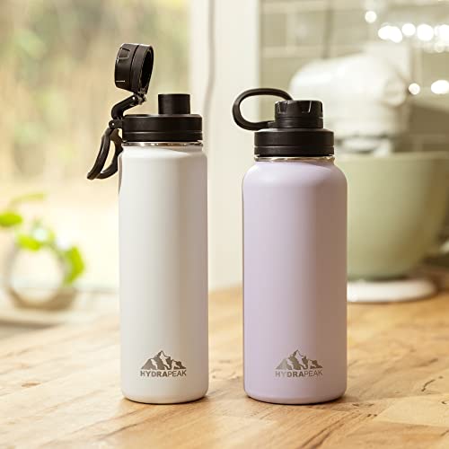 Hydrapeak 32 oz Insulated Water Bottle with Chug Lid - Reusable Leak Proof Stainless Steel Water Bottles, Double Wall Vacuum Insulation | 24 Hours Cold and 12 Hours Hot (Cloud)