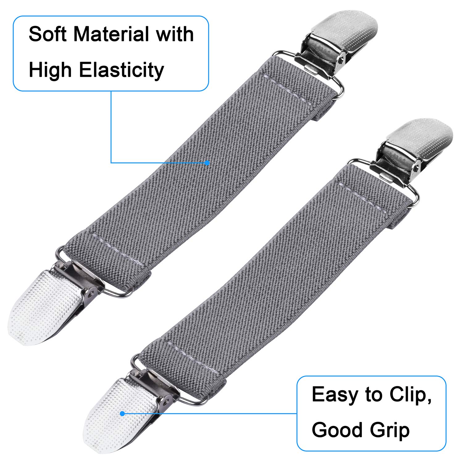 Wisdompro Mitten Clips, 4 Pieces Glove Clips with Elastic Strap for Toddlers, Kids, Adults - Gray and Pink