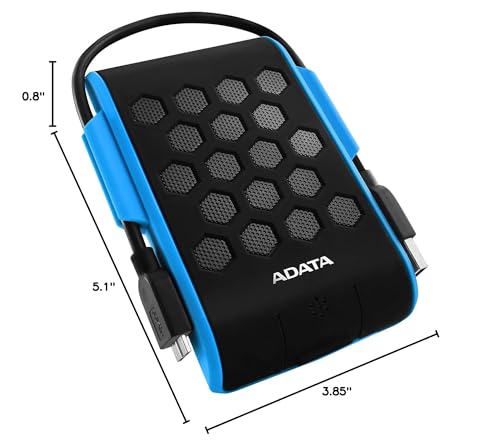 ADATA HD720 2TB USB 3.0 Waterproof/Dustproof/Shock-Resistant External Hard Drive, Blue (AHD720-2TU3-CBL)