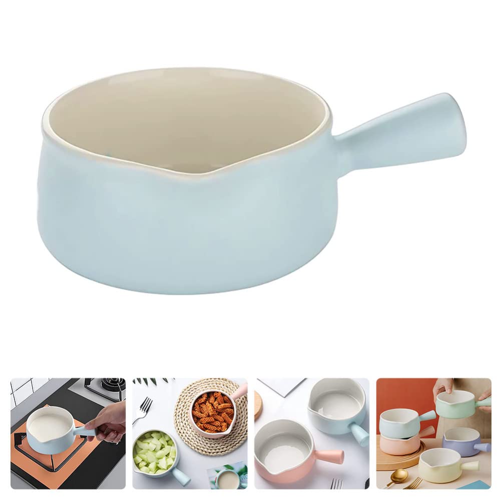 Hemoton Noodle Pot Enamelware Saucepan Butter Melter Stew Pot Small Soup Pot Butter Warmer Pot Stirrer Miniature Saucepan Baby Food Jar Cooking Pot Multifunction Ceramics Coffee Child