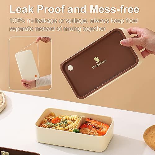 ArderLive Stackable Lunch Bento Box with Bag and Utensils, Microwave Safe, BPA-Free Eco-Friendly Lunch Containers for Adults Japanese, Orange Denim Bag with Bonus Dip Container