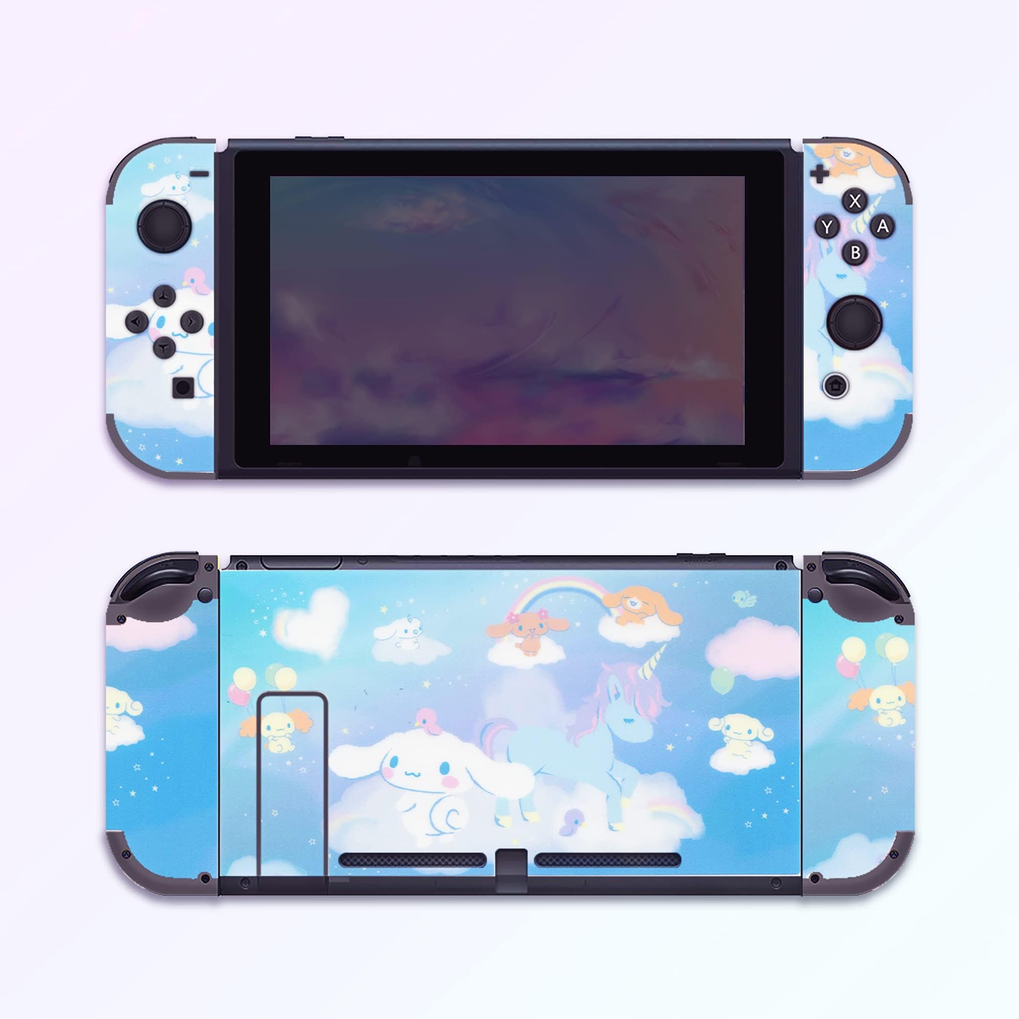 BelugaDesign Dog Anime Switch Skin | Cute Pastel Sticker Wrap Vinyl Decal | Cinnamon Roll Kawaii Japanese Cartoon Game l Compatible with Nintendo Switch (Switch Standard, Blue)