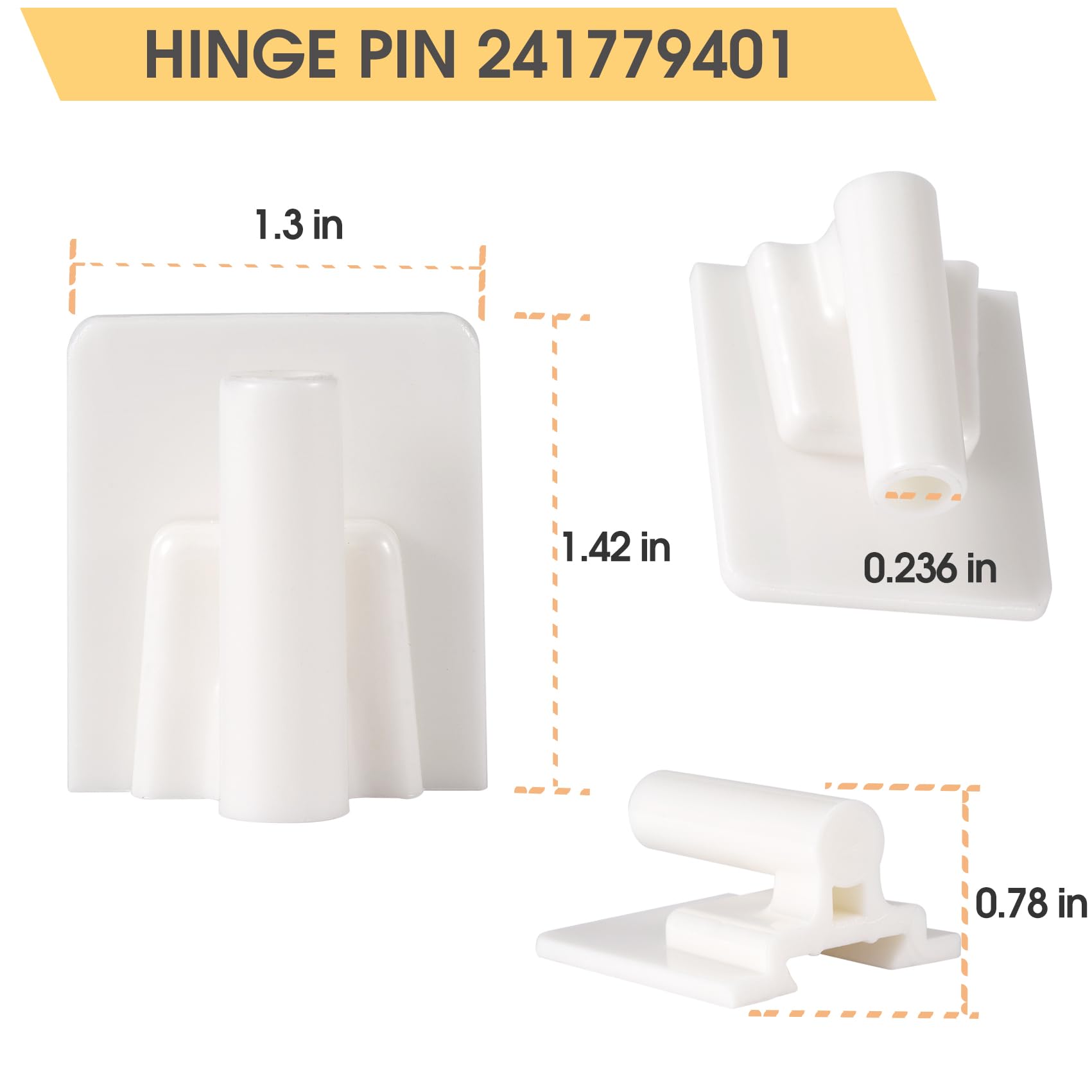 241779401 Refrigerator Door Hinge Pin Compatible with Frigidaire Electrolux Kenmore Refrigerator Door 1512662 AP4393564 AH2358752 EA2358752 PS2358752, Mullion, Upper or Lower Hinge Pin 1 Pack