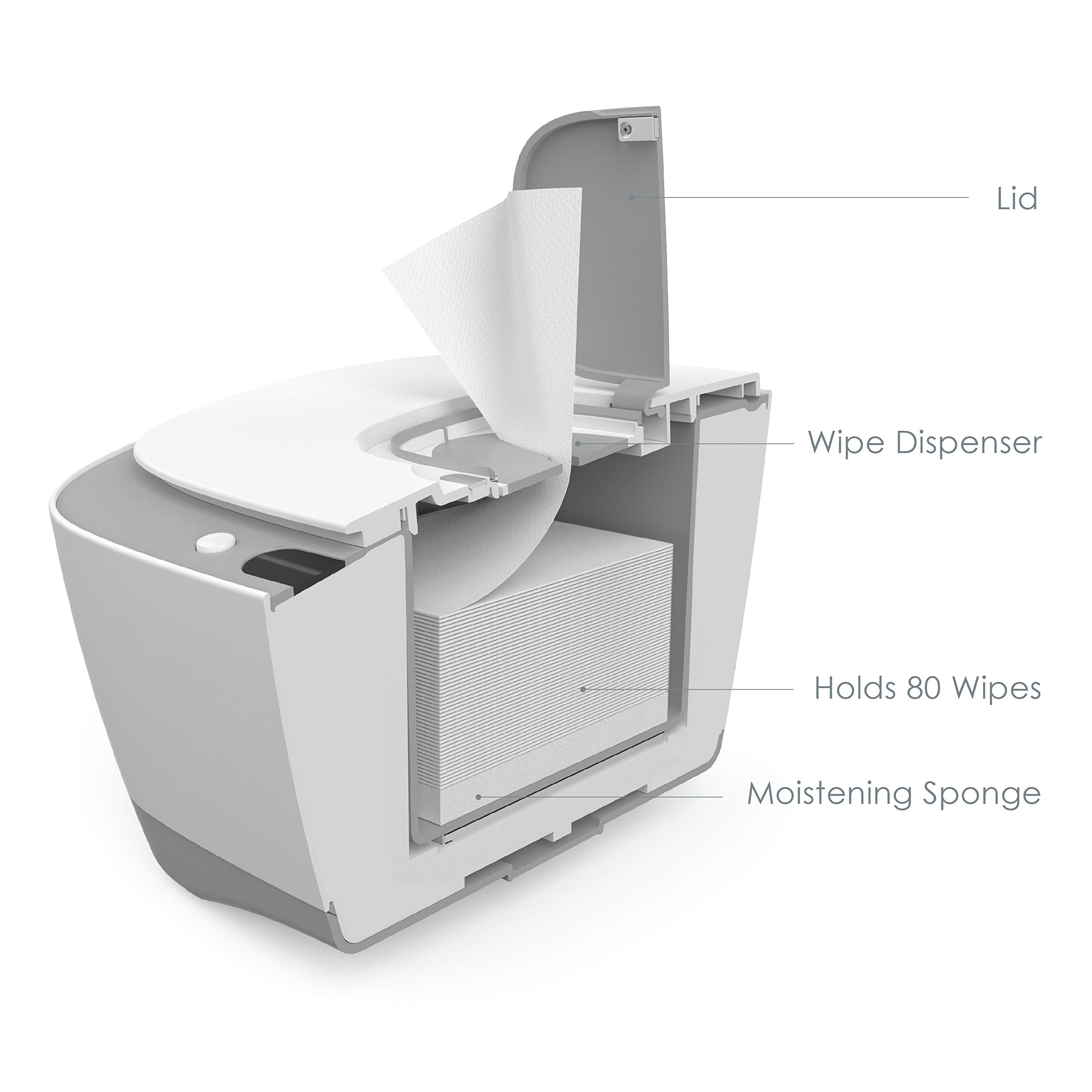 PureBaby™ Wipe Warmer with Digital Display - Easy-Feed Dispenser with 3 Heat Settings, LCD Display, 80 Wipe Capacity, Naturally Steam Heated for Comfort and Safety for Baby