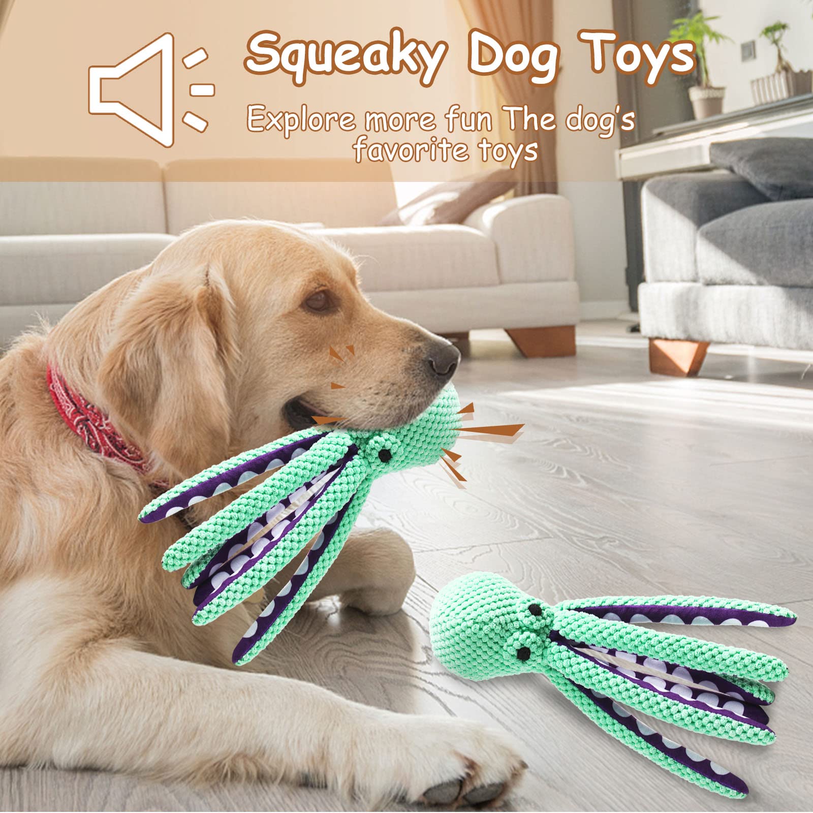 BAODANTECH Plush Dog Squeaky Chew Toys with Durable Soft for Large Dogs Breeds Pet for Aggressive Chewers,Squeaky Dog Chew Toys for Small, Medium, and Large Dog