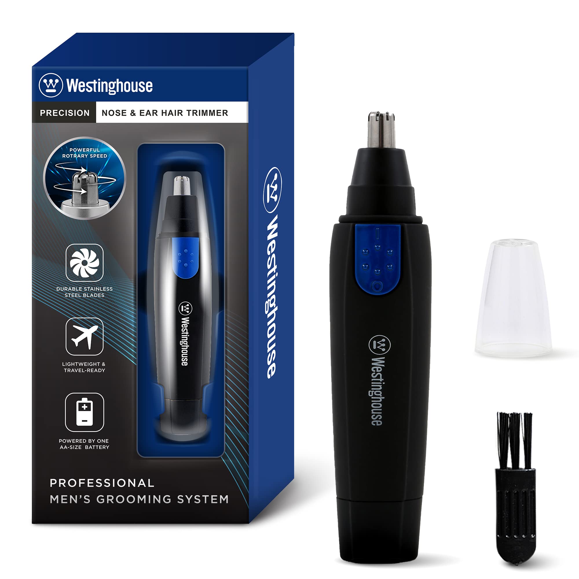 Westinghouse Nose Hair Trimmer for Men Precision Nose Trimmer for Men Professional Men's Nose and Ear Trimmer Stainless Steel Blades Lightweight and Travel Ready