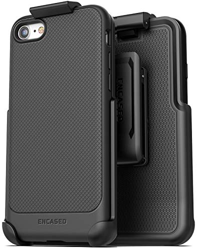 Encased iPhone SE Belt Clip Case (2020/2022) Thin Armor Grip Cover with Holster (Matte Black)