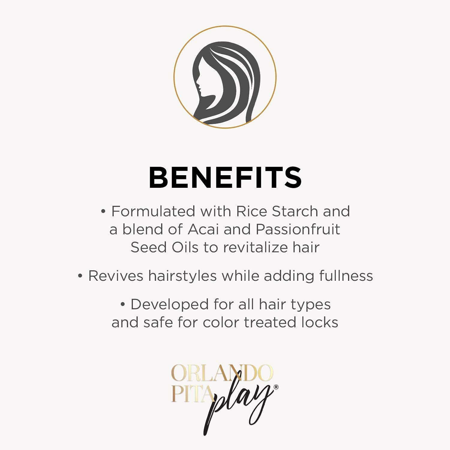Orlando Pita Play Highly Coveted Dry Shampoo, Absorbs Oil, Adds Fullness, No Parabens, No SLS/SLES, 5.8 Oz