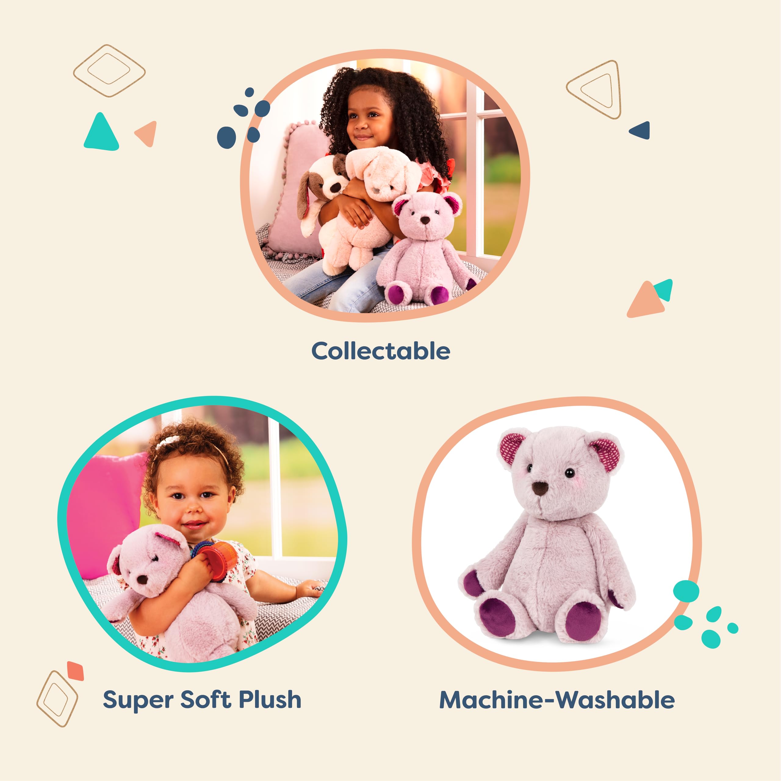 B. toys- B. softies-12" Plush Bear- Soft & Cuddly Plush Teddy Bear – Huggable Stuffed Animal Bear Toy – Washable – Babies, Toddlers, Kids-Happy Hues- Jolly Jelly Bear- 0 Months +