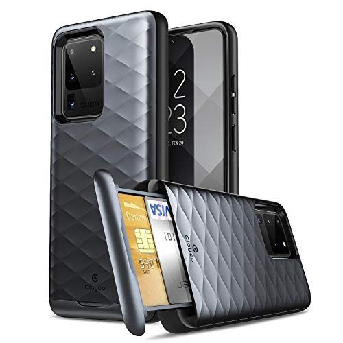 Galaxy S20 Ultra Case, Clayco [Argos Series] Premium Hybrid Protective Wallet Case for Samsung Galaxy S20 Ultra (Built-in Credit Card/ID Card Slot) (Black)