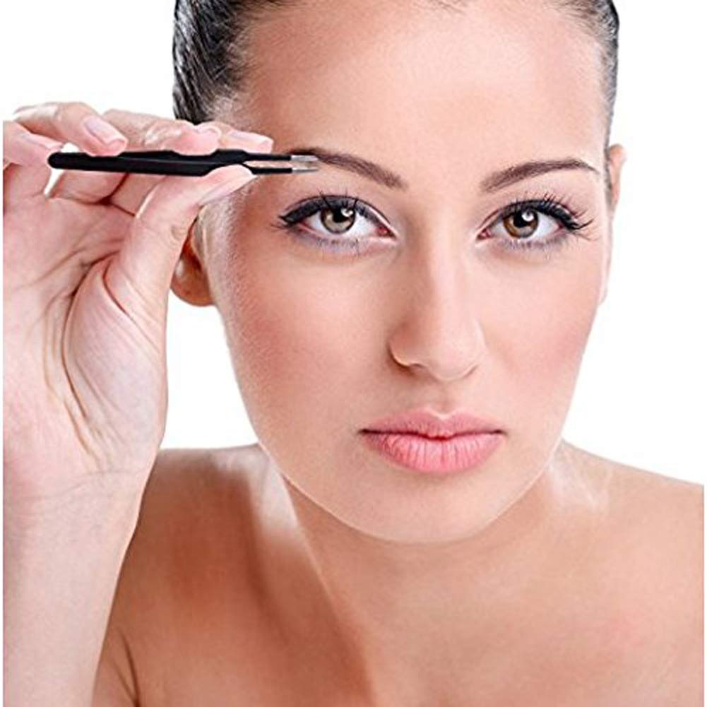 Tovip 4 Pcs ESD Tweezers Set Anti-Static Tweezers Stainless Steel Tweezers for Eyelash Extension,Electronics, Jewelry-making - Straight and Curved Tip Tweezers - Black