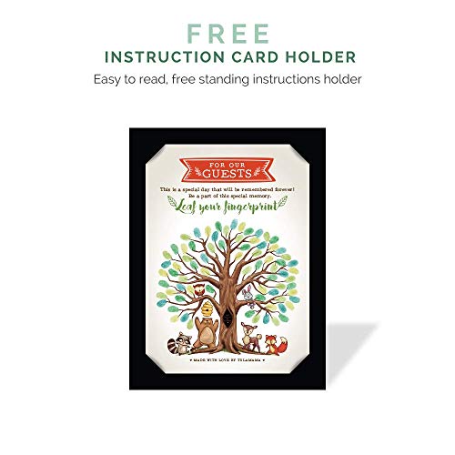Fingerprint Tree Canvas - The Alternative to A Baby Shower Guest Book - with 25 Complimentary Good Advice Cards & Ink, Woodland