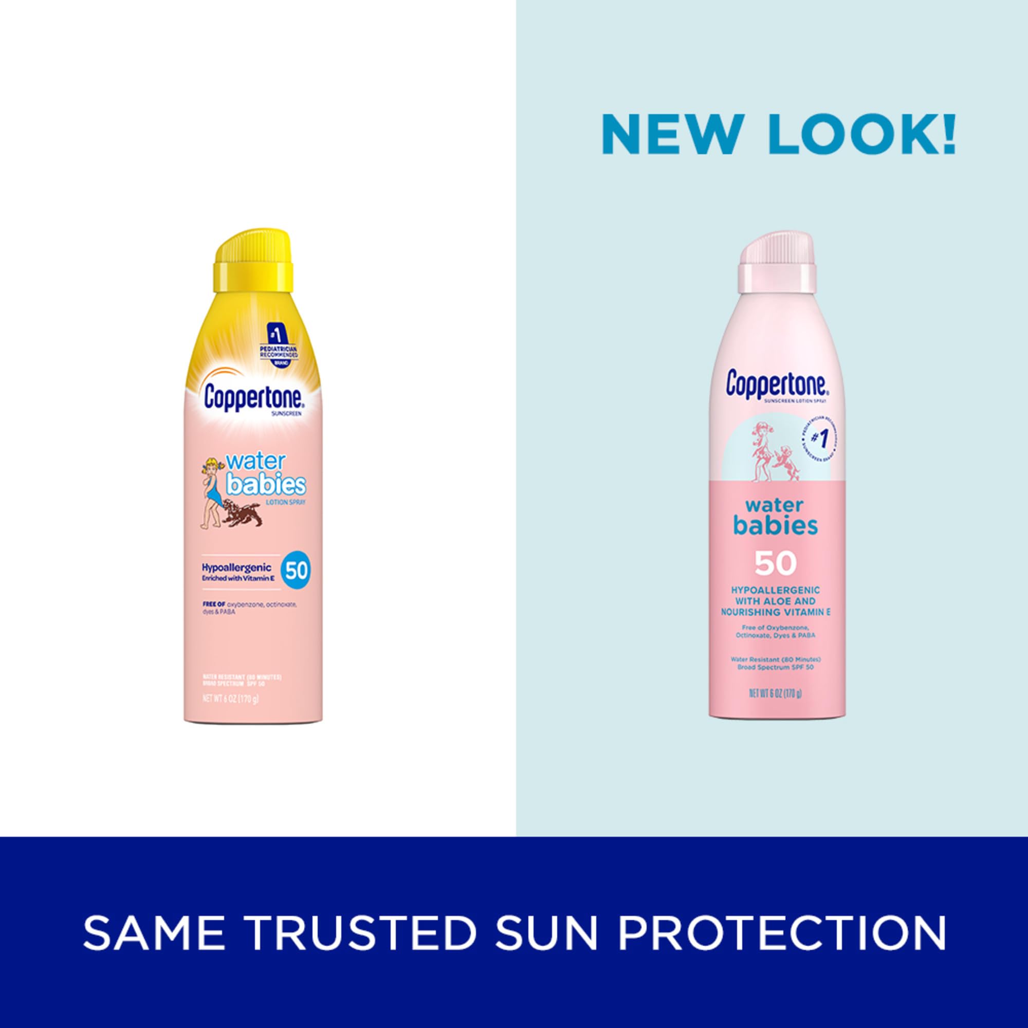 Coppertone WaterBabies Sunscreen Spray, SPF 50 Baby Sunscreen, Spray On Sunscreen, 6 Oz, 2 Pack