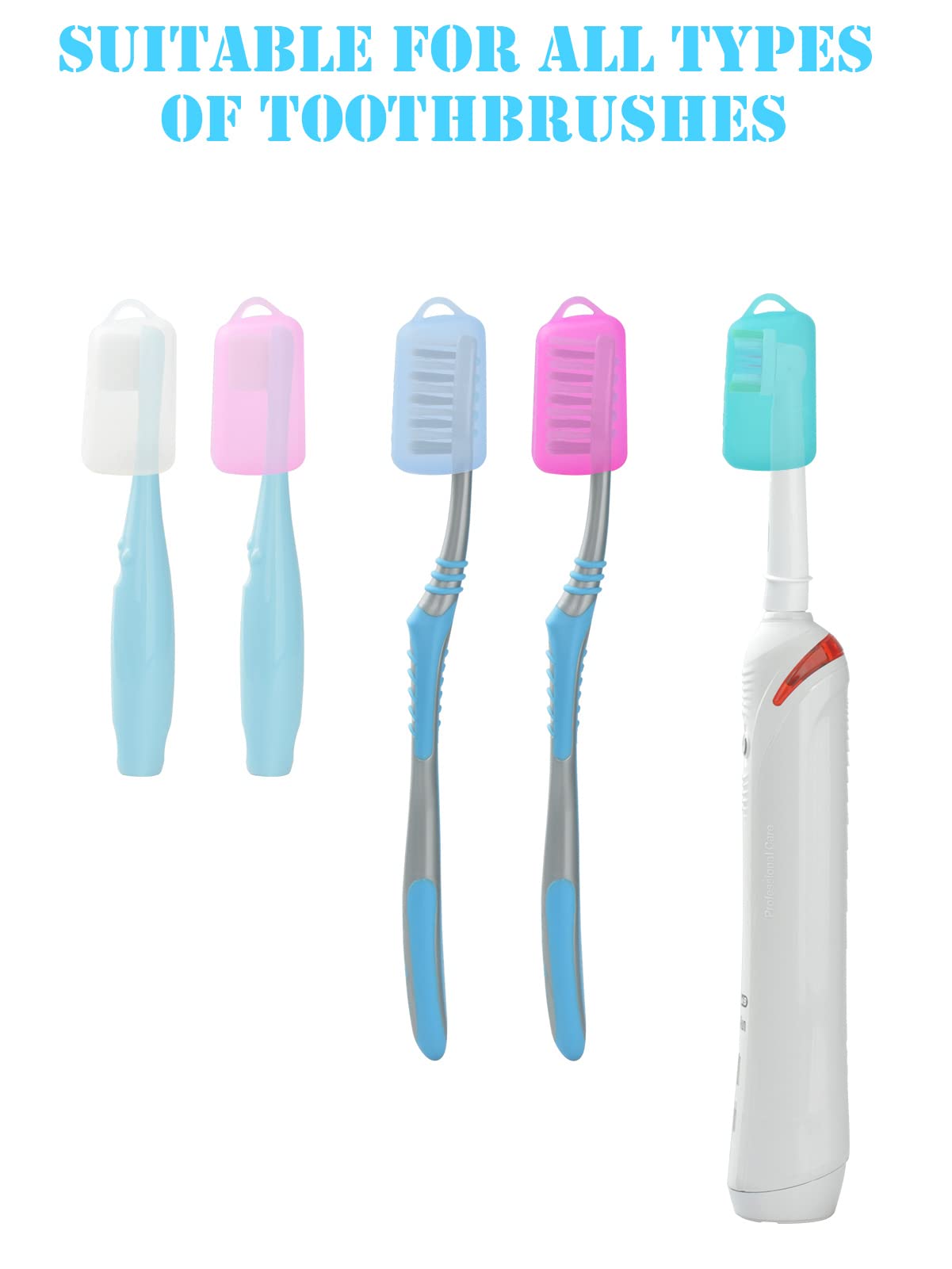 Lapfoon 5 Packs Toothbrush Covers, Silicone Toothbrush Covers Caps for for Electric Toothbrush Replacement Head & Manual Toothbrush, Toothbrush Travel Essentials