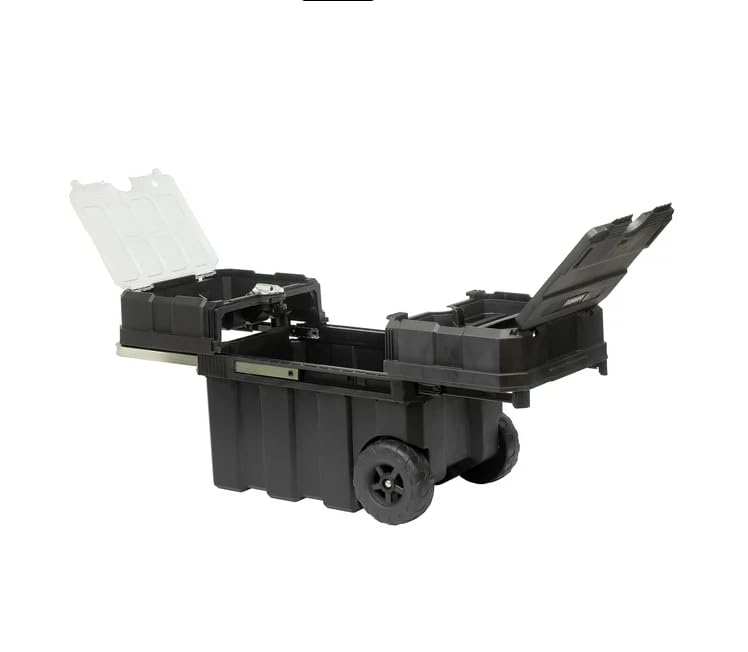 24in Rolling Tool Box, Portable Black Resin Toolbox