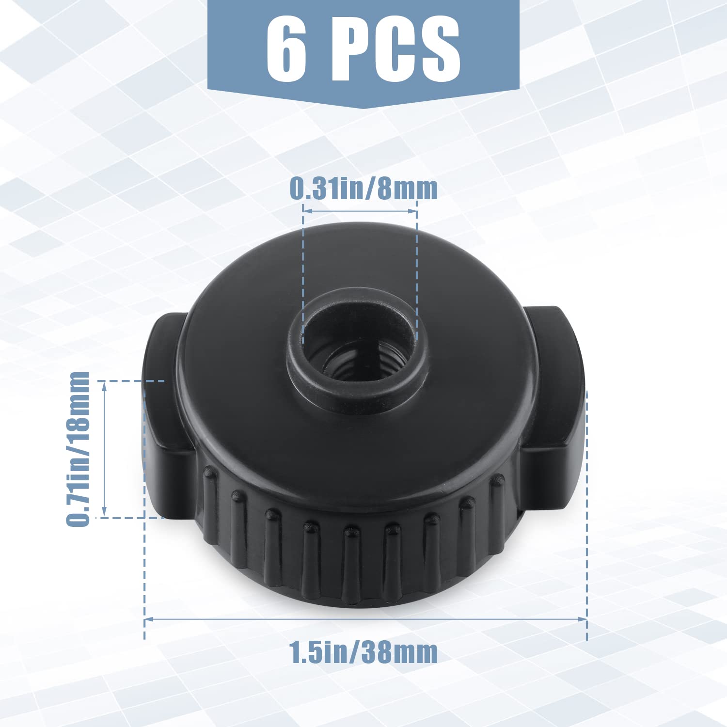 6pcs Quick Release Cymbal Nuts, 8mm Cymbal Mate Nut Black Plastic Cymbal Lock Nut for Percussion Drum Kit Jazz Drum Parts Accessories