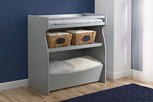 Delta Children 2-in-1 Changing Table & Storage Unit, Grey and Waterproof Baby and Infant Diaper Changing Pad, Beautyrest Platinum, White