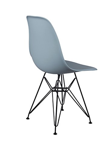 GIA Contemporary Armless Dining Chair, Qty of 2, Fog Seat with Black Metal Legs
