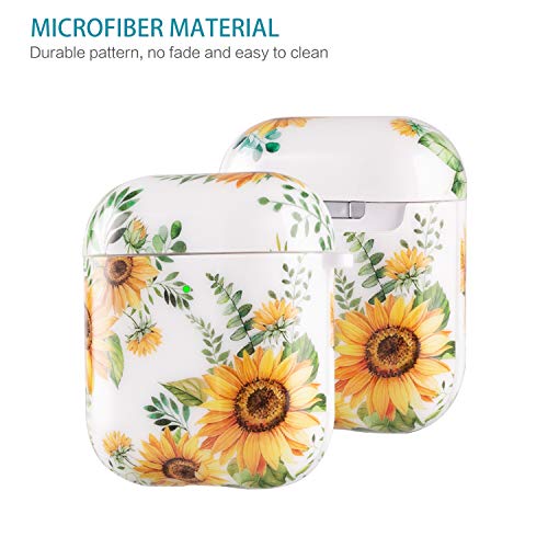 Sunflower Airpod Case, Shockproof Hard Case Cover with Keychain for Apple Airpod Case 2nd 1st Generation, Case for Airpod Boys Girls, Front LED Visible, Support to Wireless Charging