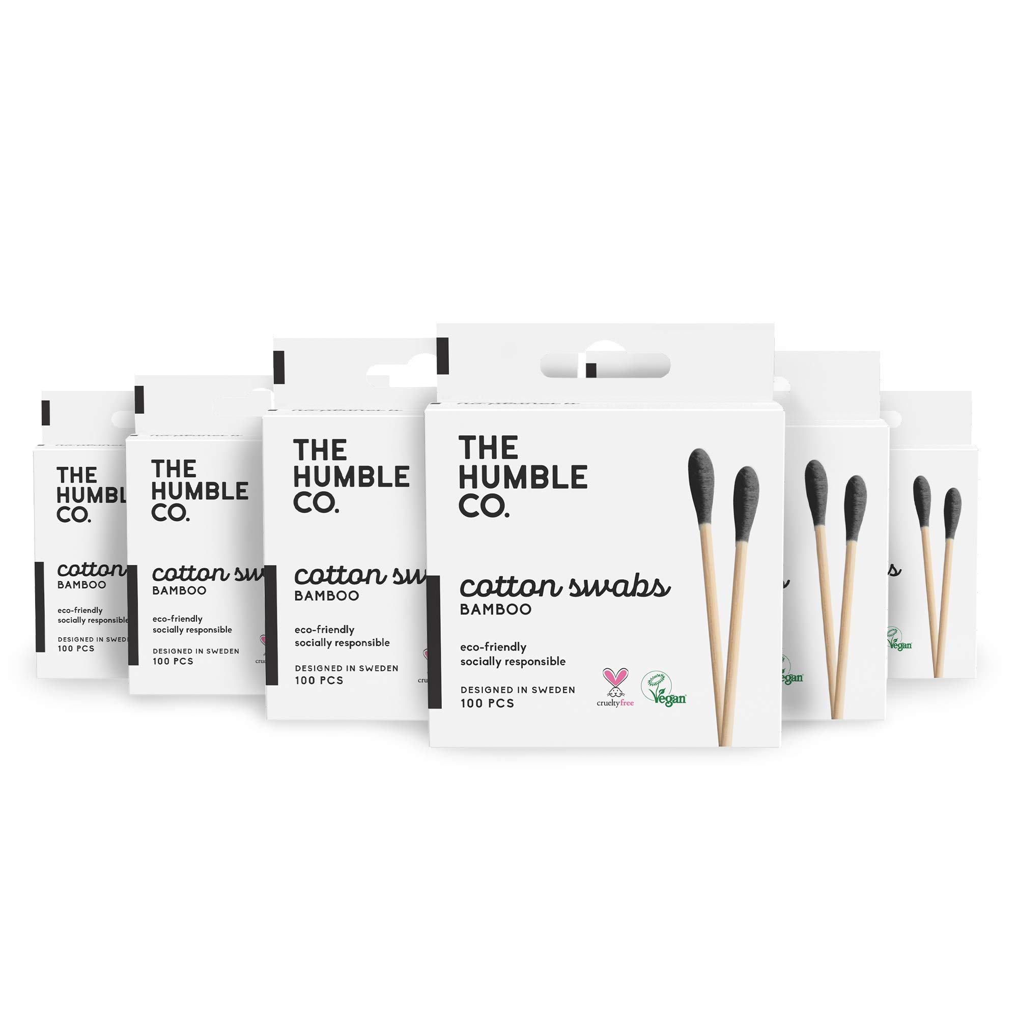 The Humble Co. Bamboo Cotton Swabs (600 count) - Cotton Swabs and Cotton Buds for Ears, Makeup, Pet Care and Cleaning (Black)