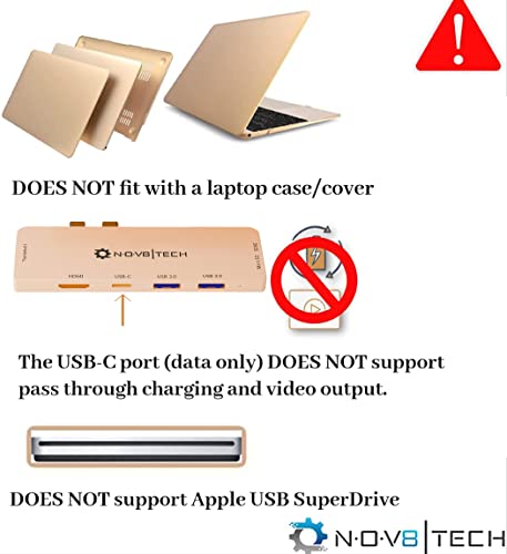 Nov8tech USB C Hub for MacBook Pro & Air M1/M2/M3 2023/2022-2016 - 7 in 2 USB C to C Adapter, Multi Port Dongle for High-Speed Data Transfer Upto 5Gbps - 4K HDMI Adapter for Laptop (Gold)