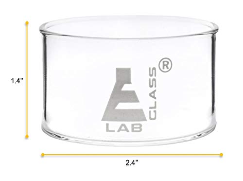 EISCO Crystallizing Dish, 60ml - Flat Bottom, No Spout - Borosilicate 3.3 Glass - Laboratory, Kitchen, Crafts