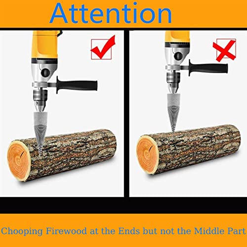 AAJDHE Firewood Drill Bit Wood Splitter,4PCS Firewood Splitter,Firewood Kindling Splitter Duty Drill Screw Cone Driver for Hand Drill Stick-hex+Square+Round (32mm)