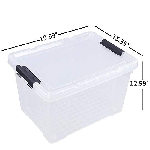 Tstorage 50 Quart Plastic Storage Container with Wheels, Clear Large Storage Bin, 4 Packs