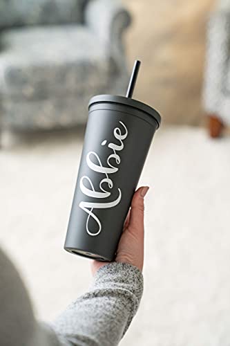 Tumblers with Lids (4 pack) 22oz Pastel Colored Acrylic Cups with Lids and Straws | Double Wall Matte Plastic Bulk Tumblers With FREE Straw Cleaner! Vinyl Customizable DIY Gifts
