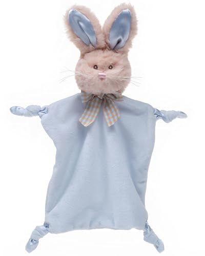 Bearington Baby Wee Waggles, 8 x 7 Inch Small Bunny Tail Stuffed Animal Baby Boy Lovey, Baby Security Blanket