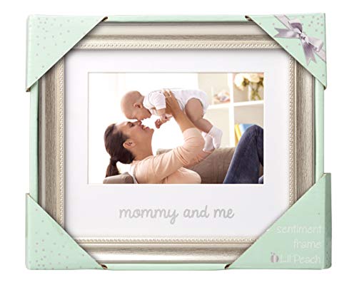 Lil Peach Mommy and Me Photo Frame, Newborn Baby Keepsake, Mother's Day Gifts, Gender-Neutral Nursery Decor, 4" x 6" Photo Insert, Silver