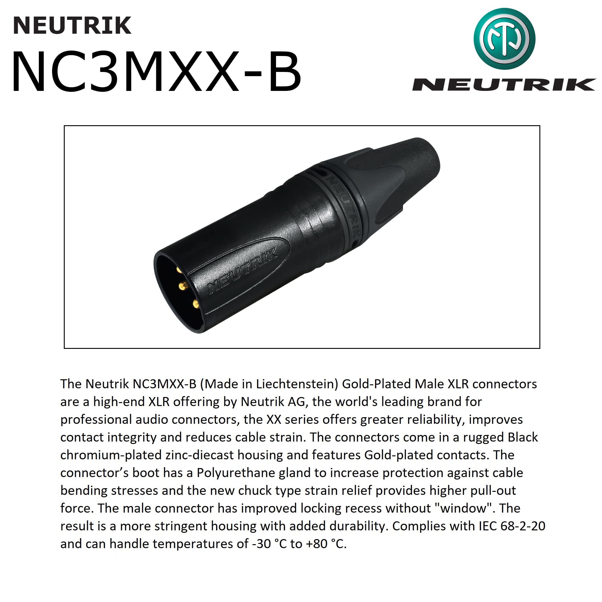25 Foot - Balanced Microphone Cable CUSTOM MADE By WORLDS BEST CABLES - using Mogami 2549 (Black) wire and Neutrik NC3MXX-B & NC3FXX-B Gold XLR Plugs