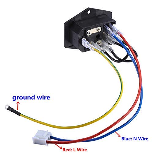 URBEST Inlet Module Plug 5A Fuse Switch Male Power Socket w Switch Plug 10A 250V 3 Pin IEC320 C14 Connected Terminal Crimps and Wires