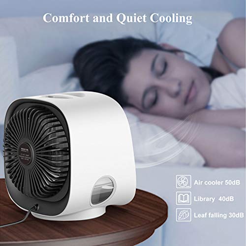 Sanjour Personal Air Cooler, Portable Mini Air Conditioner, 3 in 1 Coolers, Humidifier, Purifier with USB, 3 Speeds Desktop Cooling Fan for Office, Home, Dorm