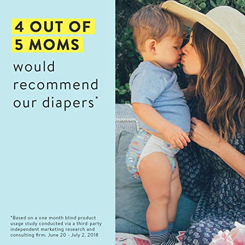 The Honest Company Diapers - Newborn Diapers, Size 0 - Multi-Giraffe Print | TrueAbsorb Technology | Plant-Derived Materials | Hypoallergenic | 128 Count