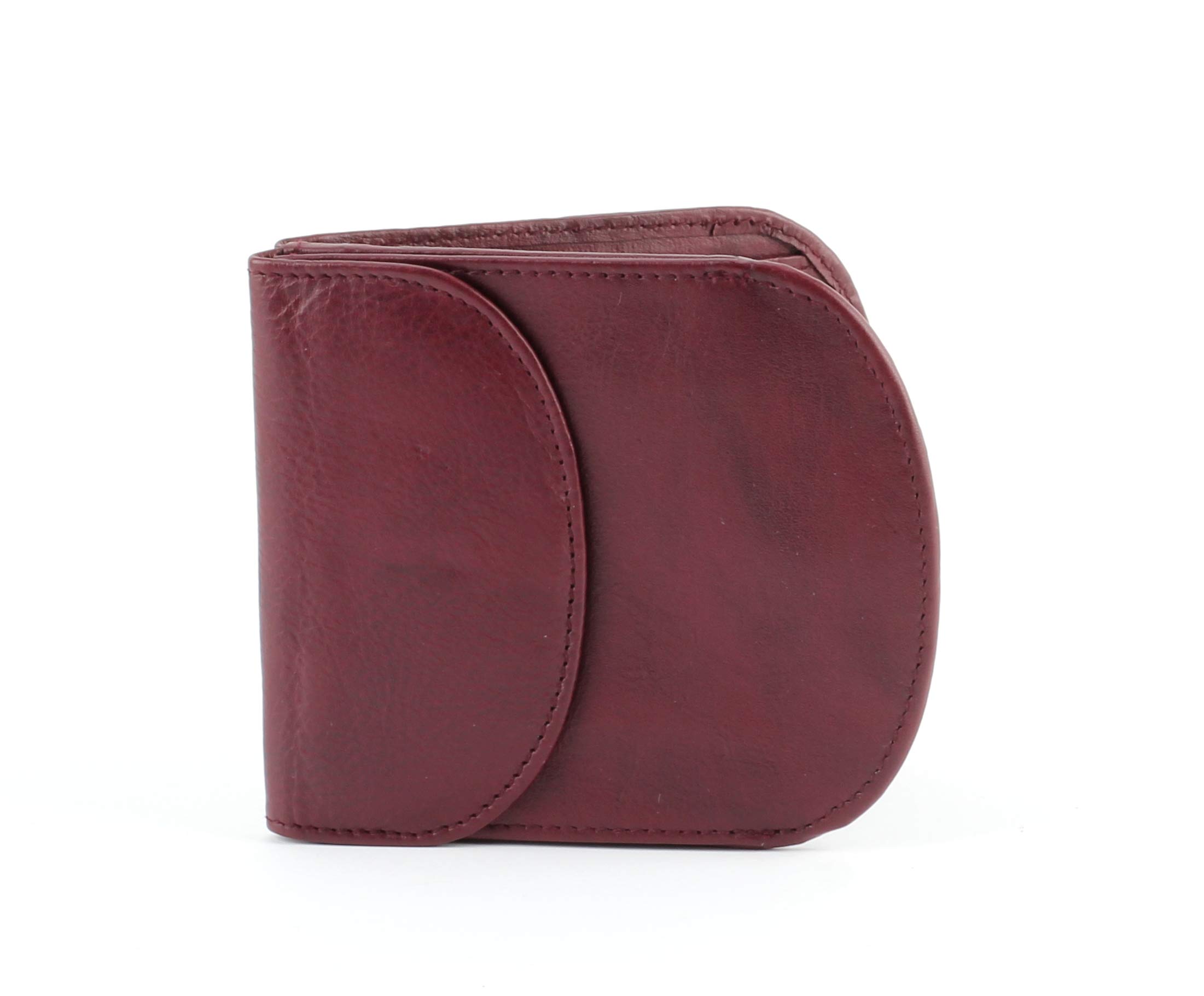 Bacci Leather Impressions Taxi Wallet - Soft Leather, Compact & Snap Pocket on Front, Folding Wallet, Small ID Cards & Coins Holder, Pouch for Men & Women, Coin Case ( Leather, Red)