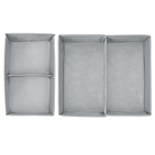 mDesign Soft Fabric Dresser Drawer and Closet Storage Organizer Bin for Bedroom - Holds Lingerie, Bras, Socks, Leggings, Clothes, Purses, Scarves, Lido Collection - 4 Pack - Gray