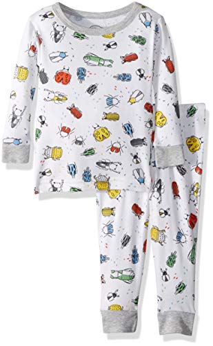 Lamaze Organic Baby Baby Boys Tight Fit Sleepwear, Grey and White Bugs, 24M