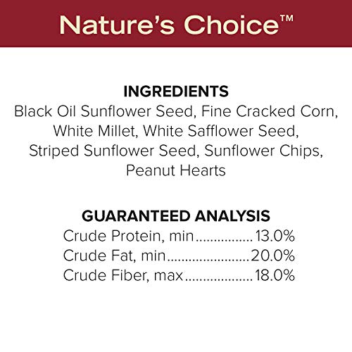 Blue Seal Nature's Choice Wild Bird Seed | High Energy Blend, Sunflower and White Safflower Seeds, No Filler | 8 Pound Bag