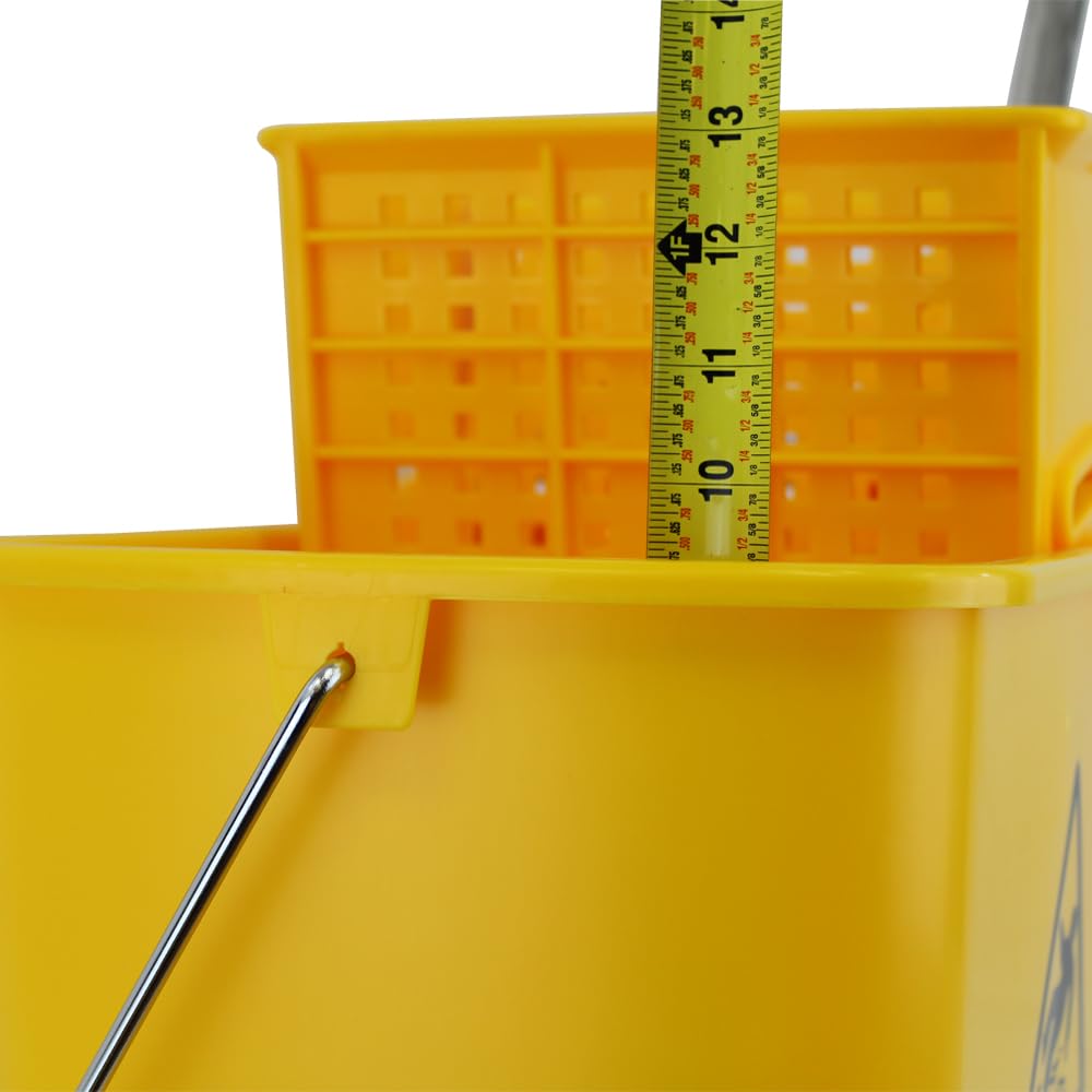20L Rolling Janitorial Cleaning Mop Bucket Commercial Restaurant with Down Press Wringer