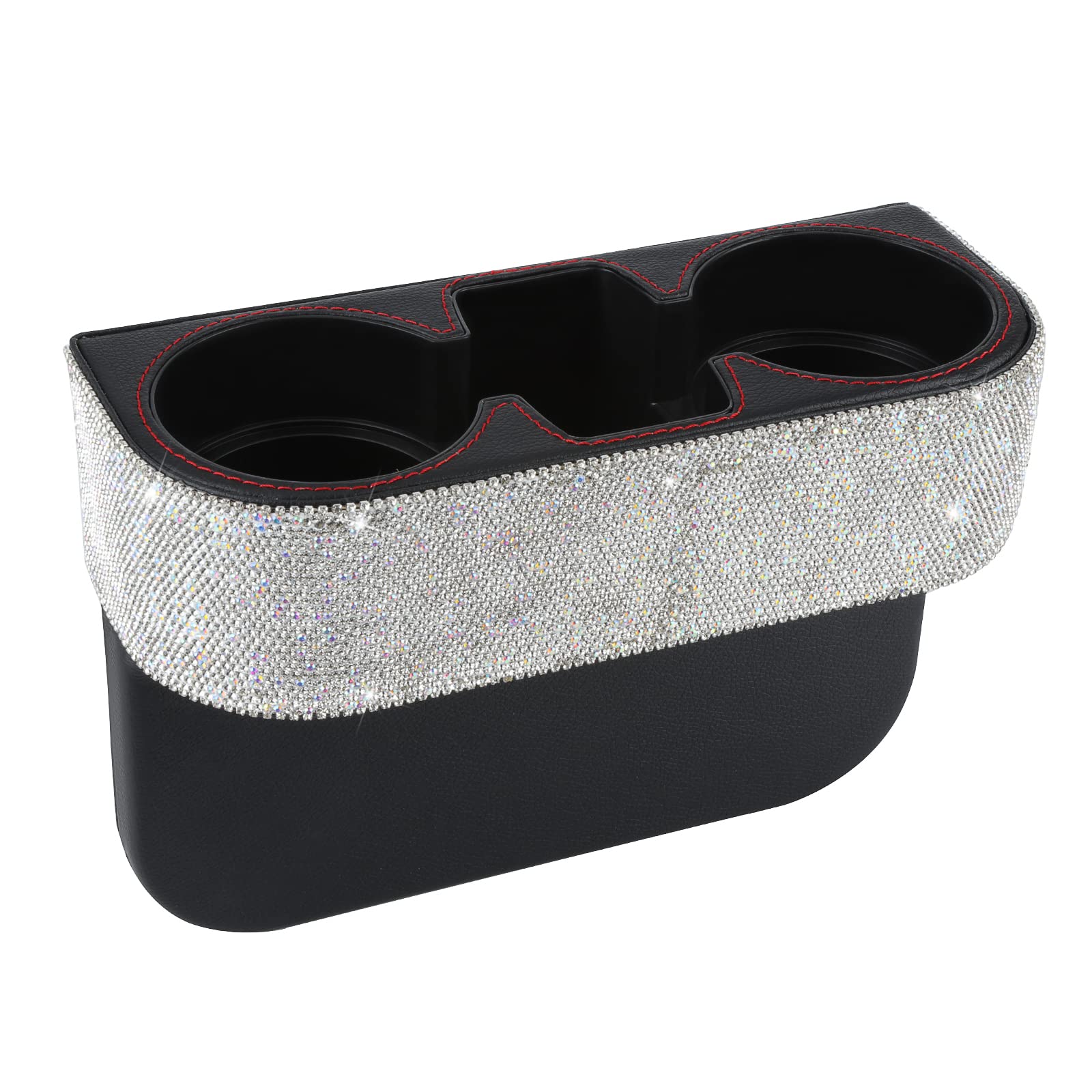 Drink Holder Console Side Pocket,Auto Front Seat Organizer Car Console and Seat Gap Cup/Mobile Phone Holder Storage Box,Large Capacity with 3 Cup Holders,1 - Pack