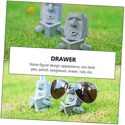 Abaodam 1pc Moai Glasses Holder pencil for kids mini plants retro decor easter island moai figurine easter island garden statue desktop pen cup Stone Figure Ornament Creative Pen Holder