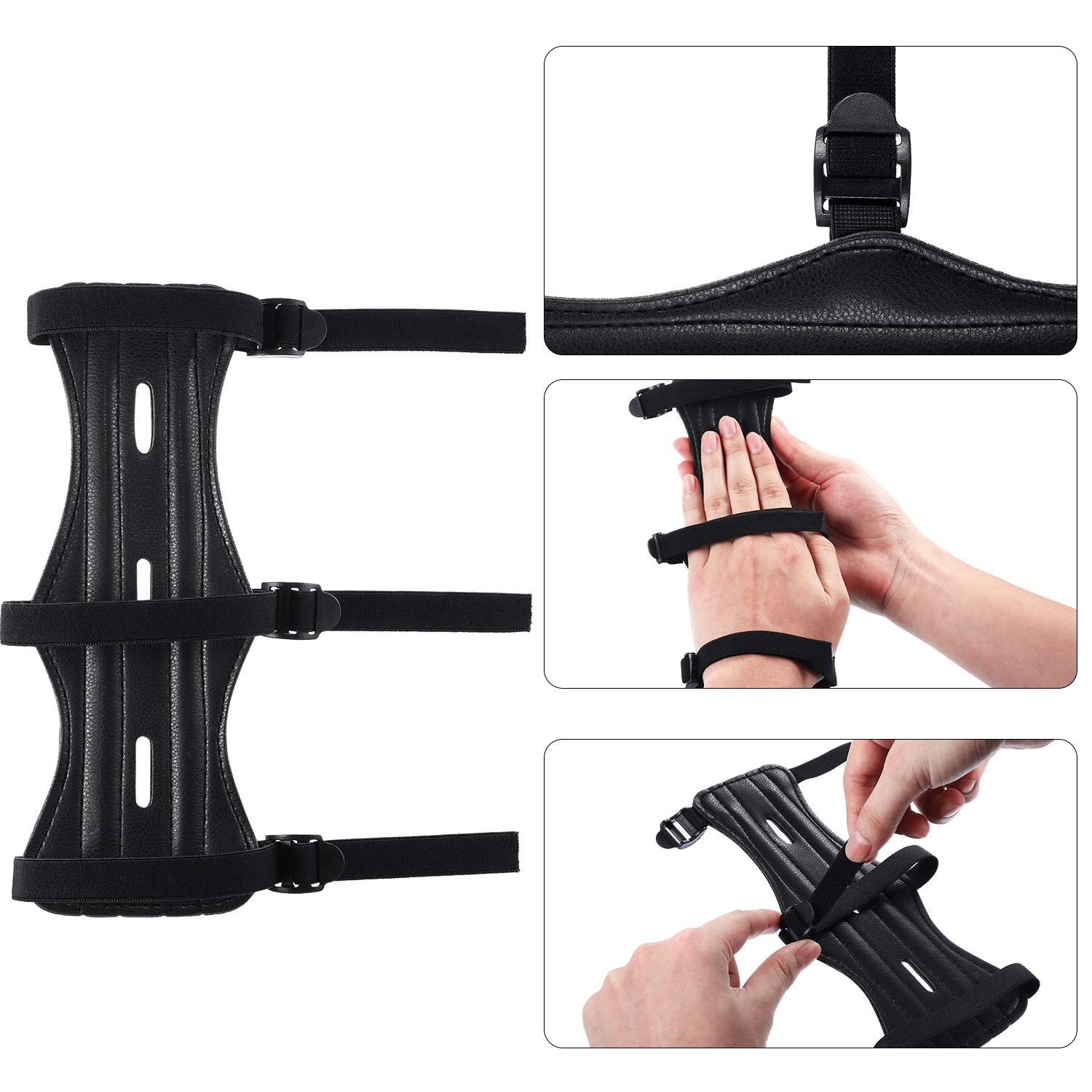 4 Pack Archery Arm Guard Leather Forearm Protector Adjustable Bow Arm Protector Armguard for Hunting