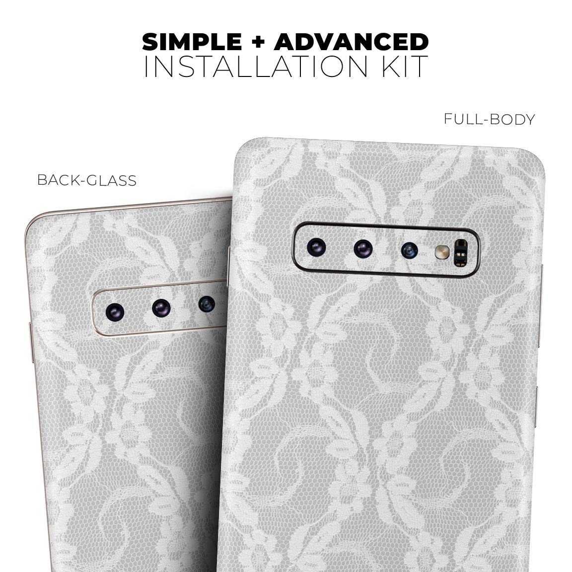 DesignSkinz White Floral Lace Protective Vinyl Decal Wrap Skin Cover Compatible with The Samsung Galaxy S20 (Screen Trim & Back Glass Skin)