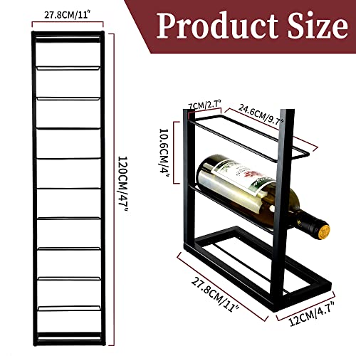 AQAREA Wall Mounted Wine Rack: Metal Hanging 10 Bottle Wine Holder - Black Wine Storage Rack