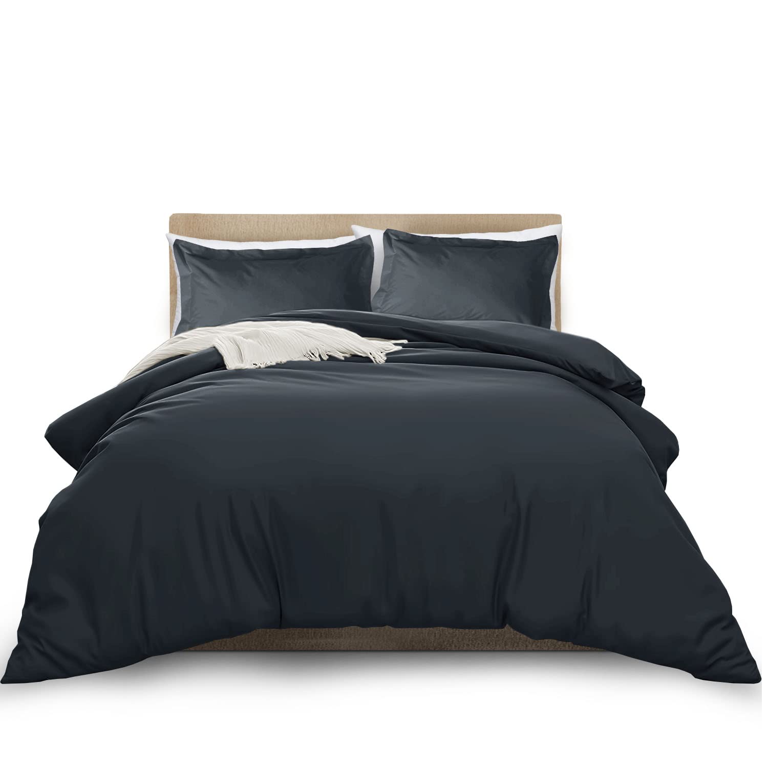 MOONLIGHT20015 Grey Duvet Cover Full - Soft 3 Piece Quilt Cover Brushed Microfiber Bedding Duvet Covers with Button Closure, 1 Full Size Duvet Cover 80x90 inches and 2 Pillow Shams