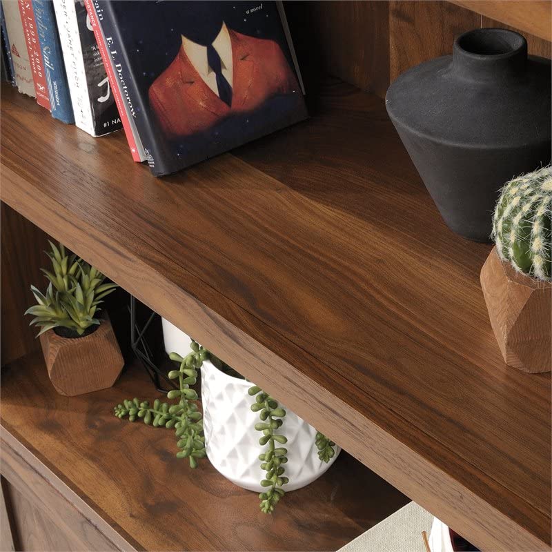 Sauder Misc Storage Engineered Wood Tall Wood Bookcase in Grand Walnut